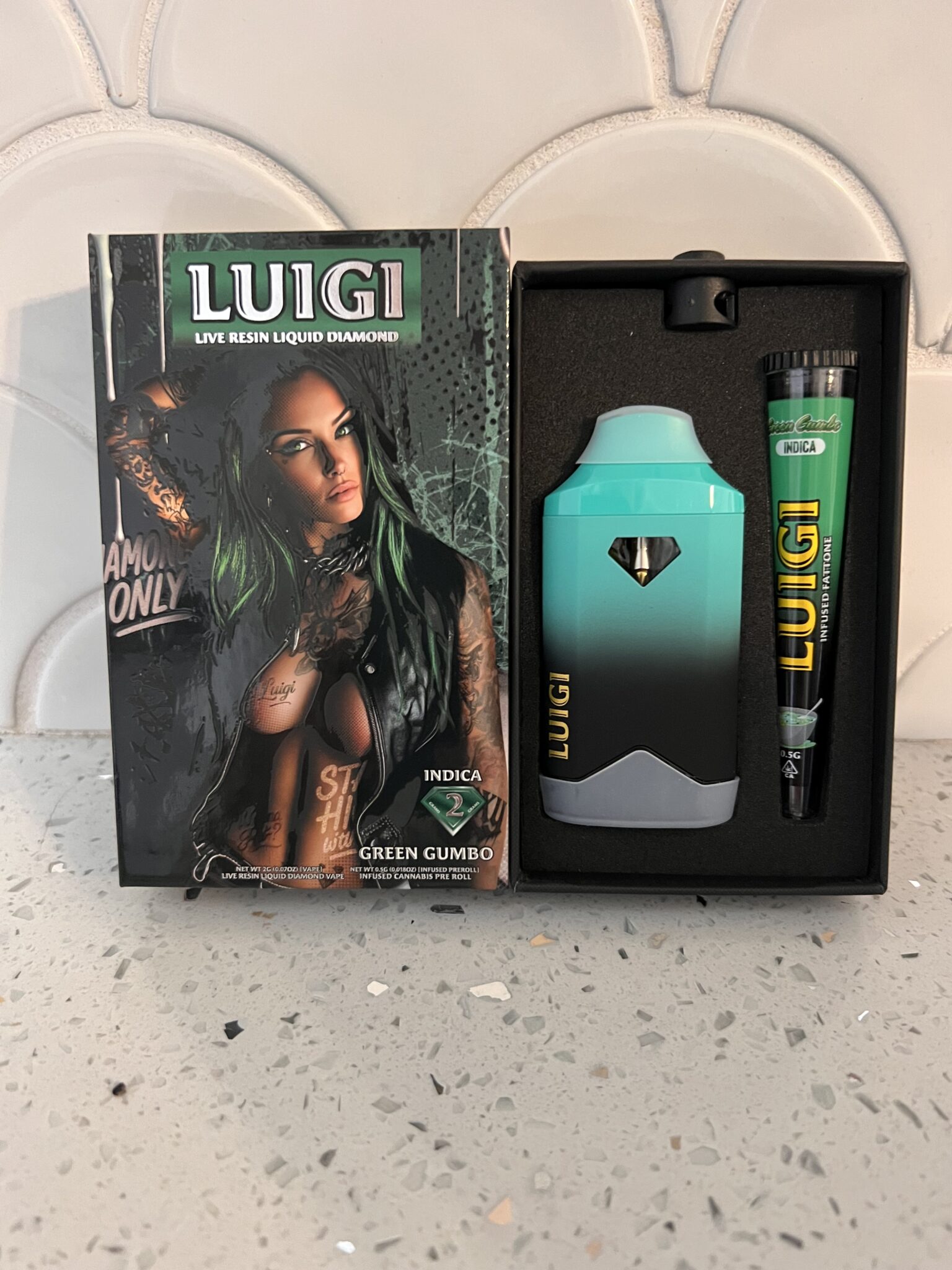 LUIGI - Disposable -Green Gumbo - Indica - (Live Resin Liquid Diamonds ...